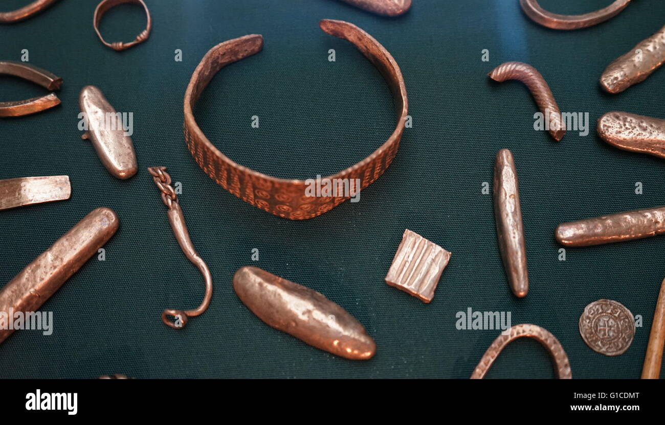 The Cuerdale Hoard, a hoard of more than 8,600 items, including silver ...