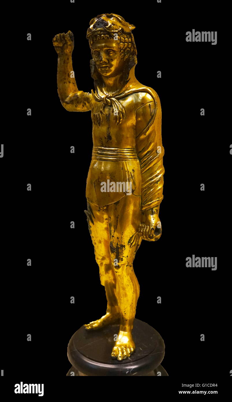 Gilded copper figure of Hercules from Hadrian's Wall. Dated 2nd Century ...