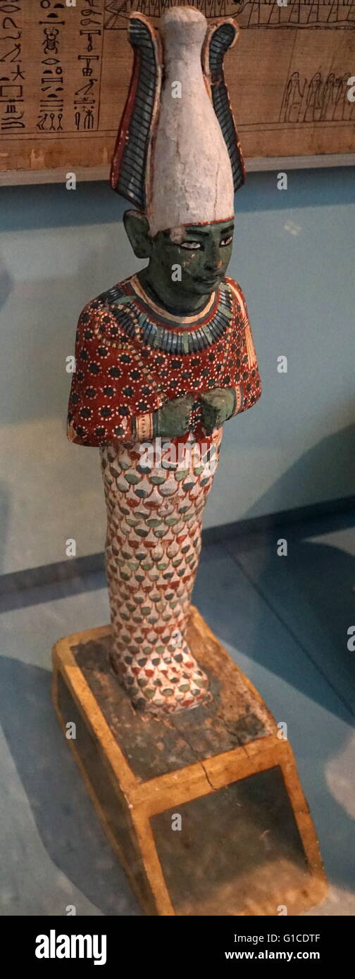 Painted wooden statue of Osiris, god of the underworld, from Thebes ...