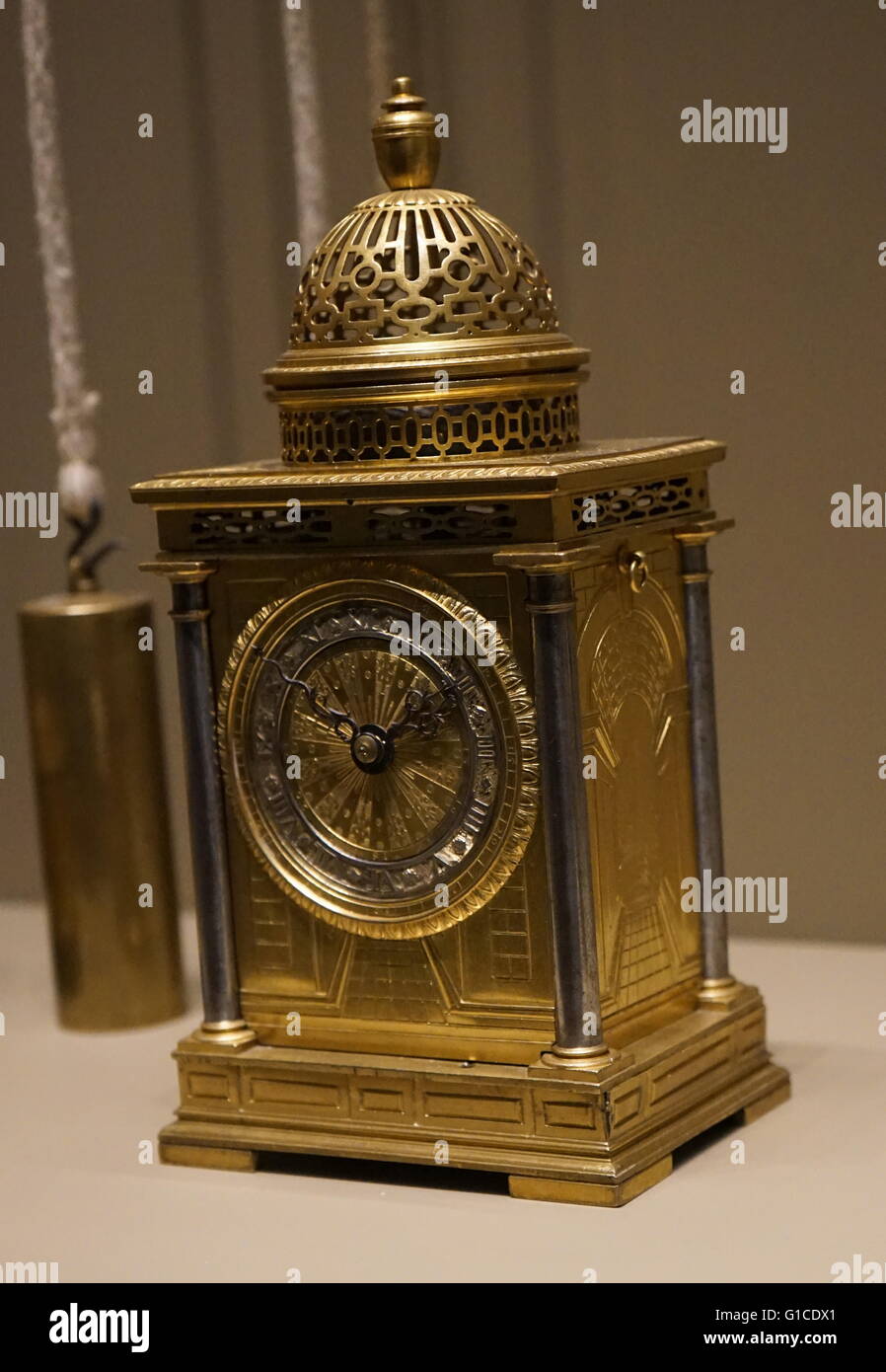 17th Century spring driven table clock. Dated 1600 Stock Photo - Alamy
