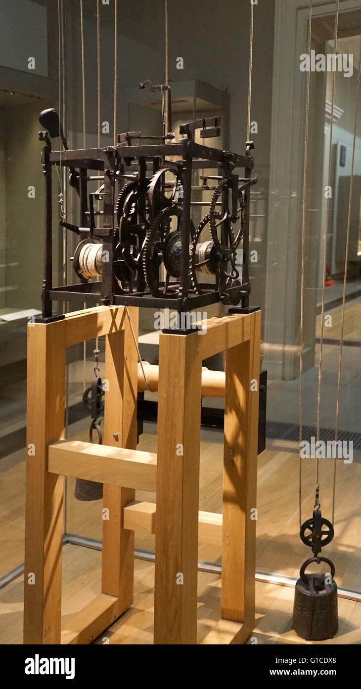 Cassiobury Park clock by Leonard Tennant, an iron turret clock with a ...
