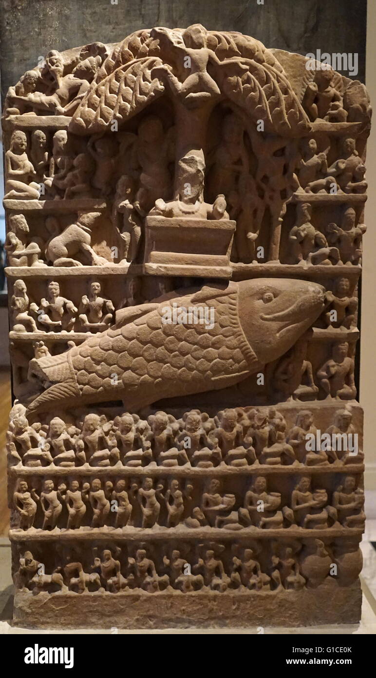 The Matsya or Fish incarnation of Vishnu, the form taken when he saved ...