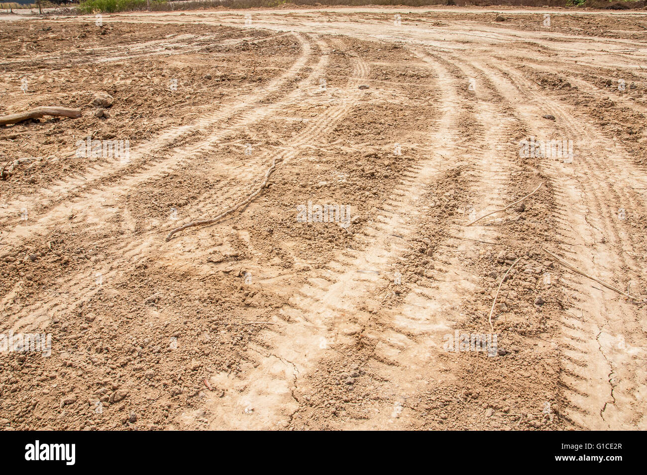 tractor tyre tracks on the ground Stock Photo - Alamy