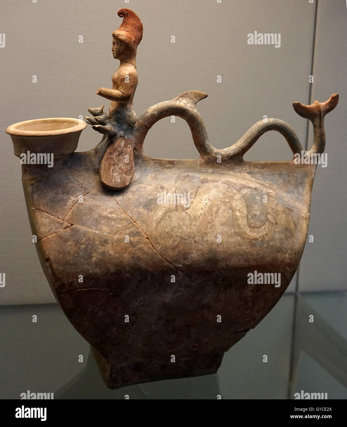 Painted vessel with a figure of Scylla, made in Canosa. Dated 310 BC ...