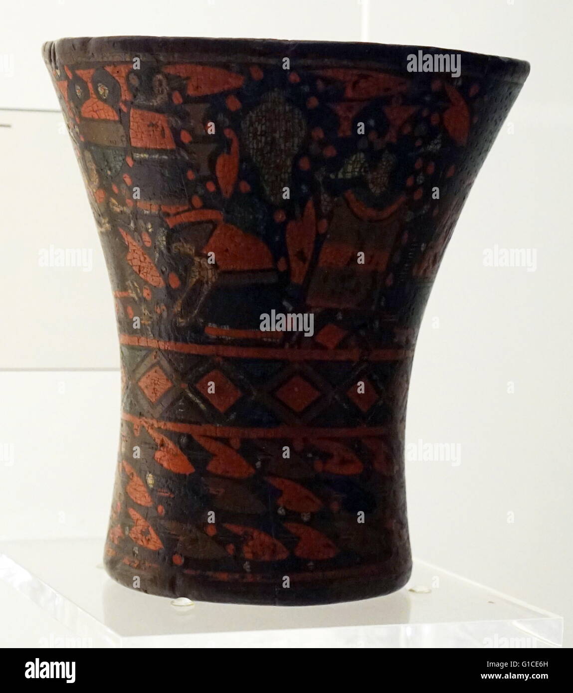 Painted wooden Kero from Southern Peru. Dated 18th Century Stock Photo ...
