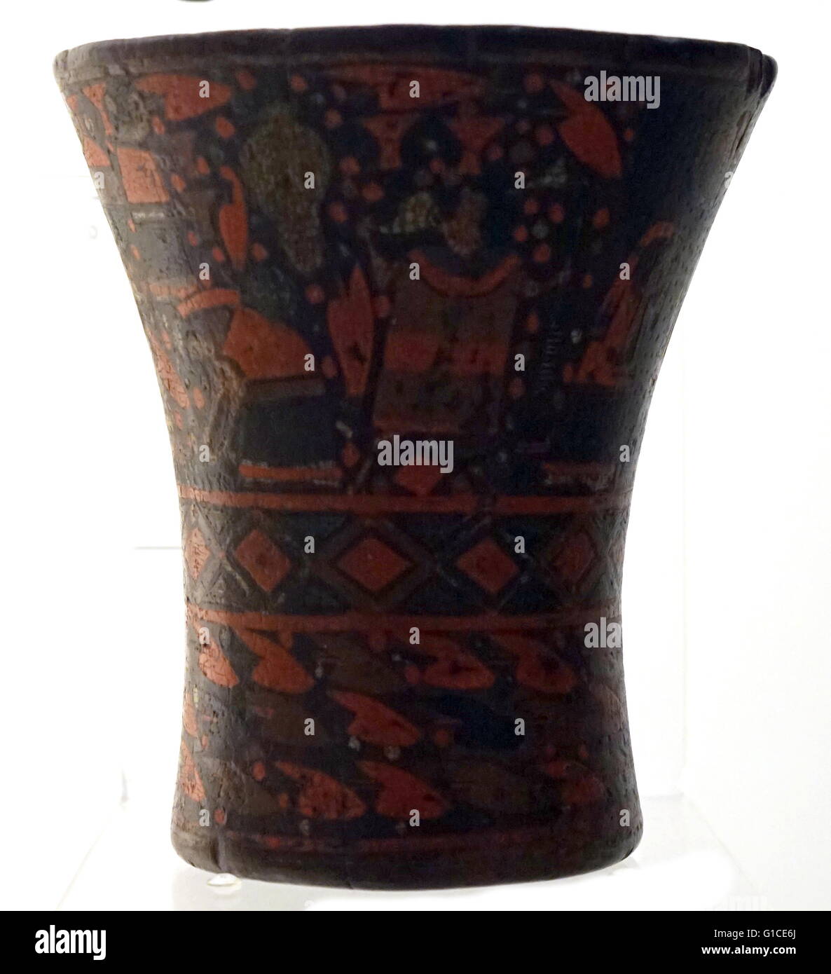 Painted wooden Kero from Southern Peru. Dated 18th Century Stock Photo ...