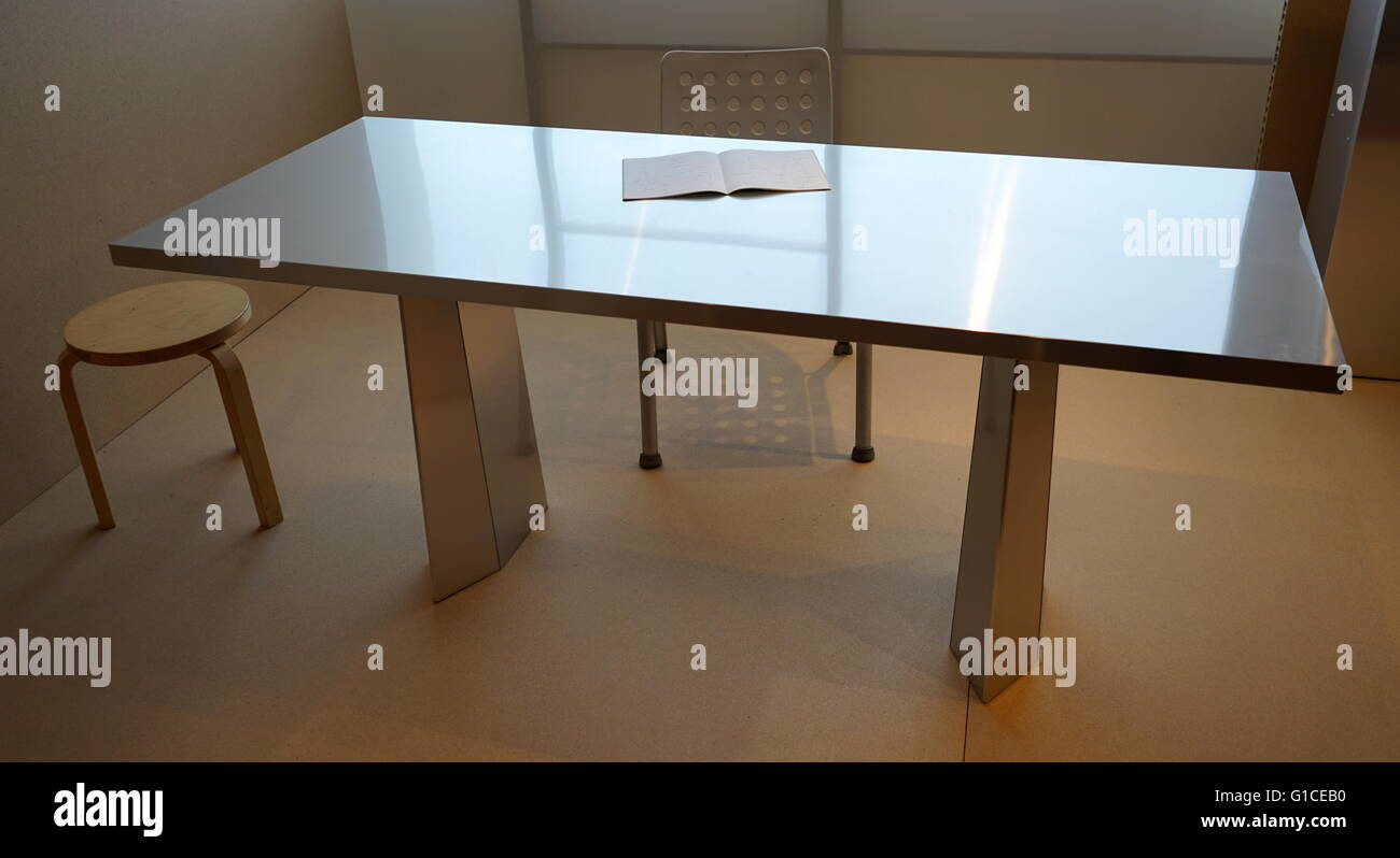 Designer office desk with chair and stool. Dated 2015 Stock Photo - Alamy
