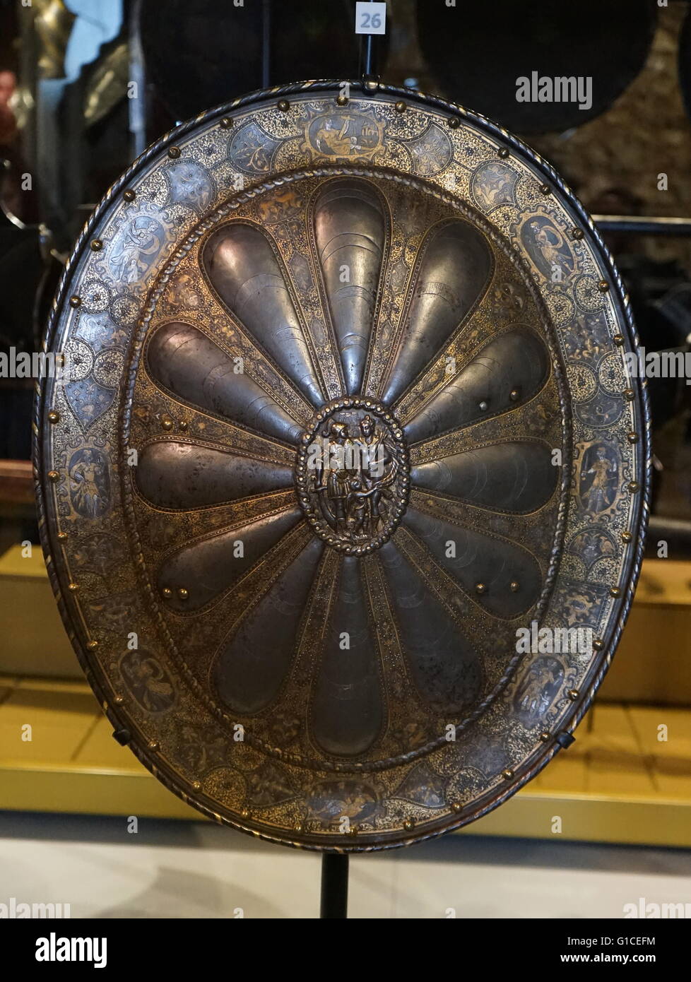Steel Parade shield, decorated with the figure of Mars, Venus and Cupid ...