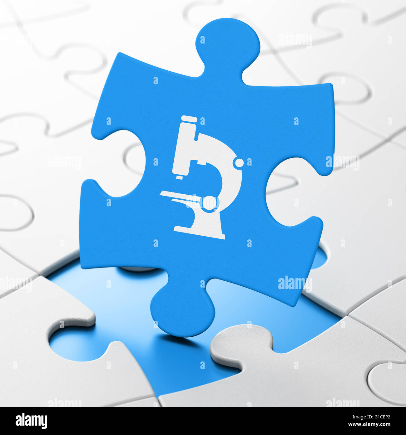 Science concept: Microscope on puzzle background Stock Photo - Alamy