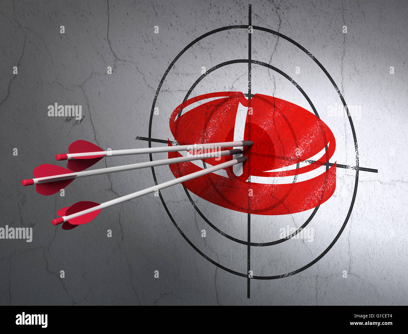 Healthcare concept: arrows in Pill target on wall background Stock ...