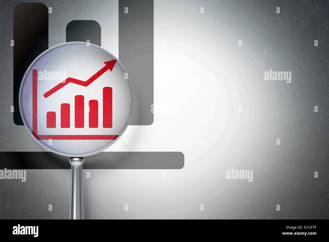 Marketing concept: Growth Graph with optical glass on digital ...
