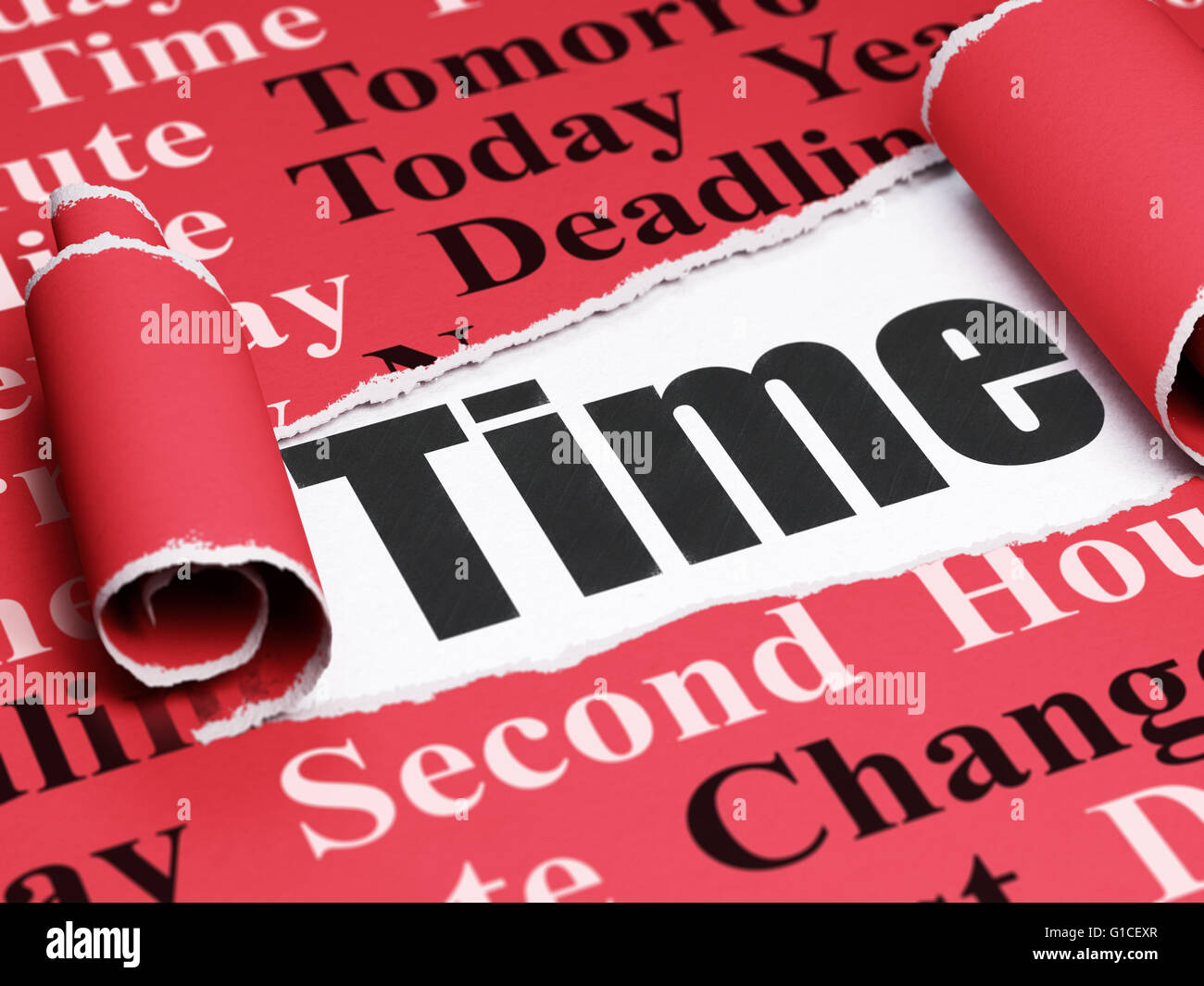 Time concept: black text Time under the piece of torn paper Stock Photo ...