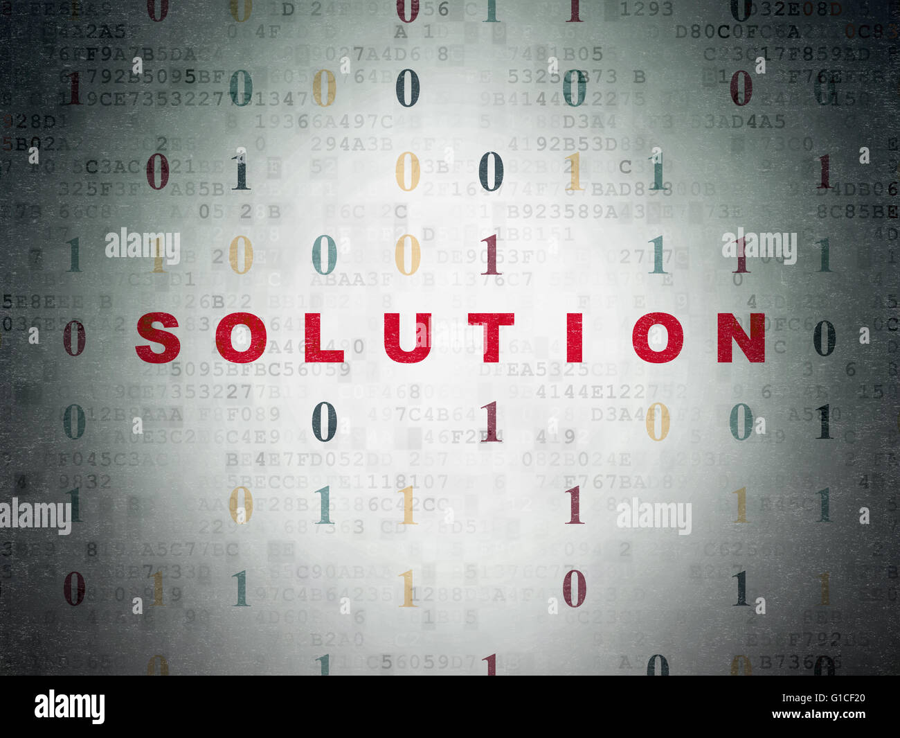 Business concept: Solution on Digital Data Paper background Stock Photo ...