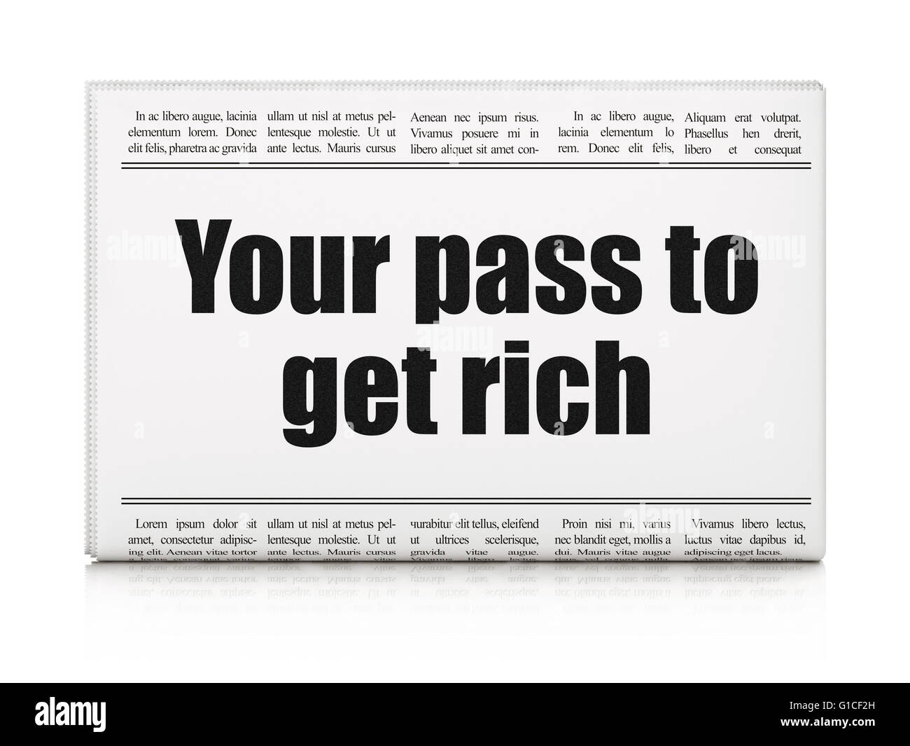 Finance concept: newspaper headline Your Pass to Get Rich Stock Photo ...