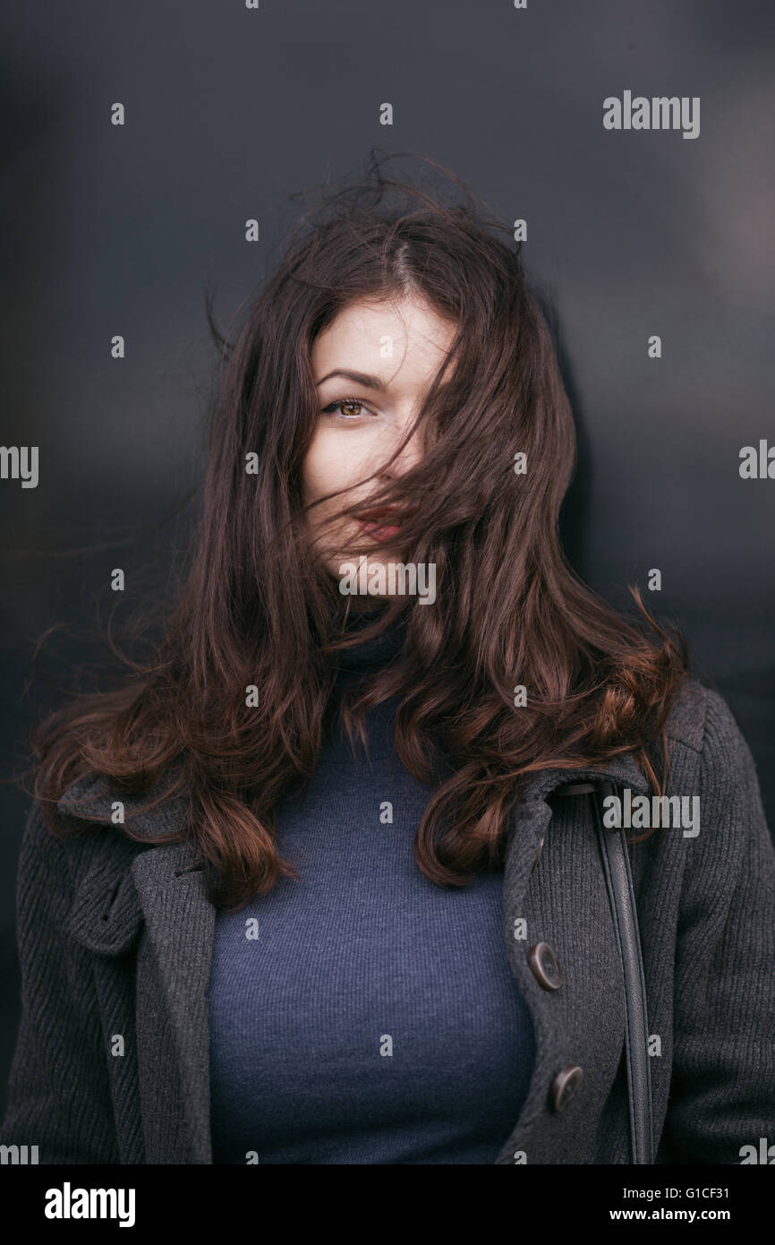 Beautiful woman windy day hi-res stock photography and images - Alamy