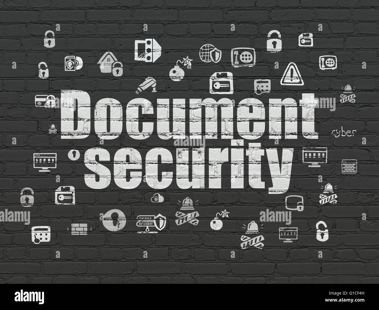 Protection concept: Document Security on wall background Stock Photo ...