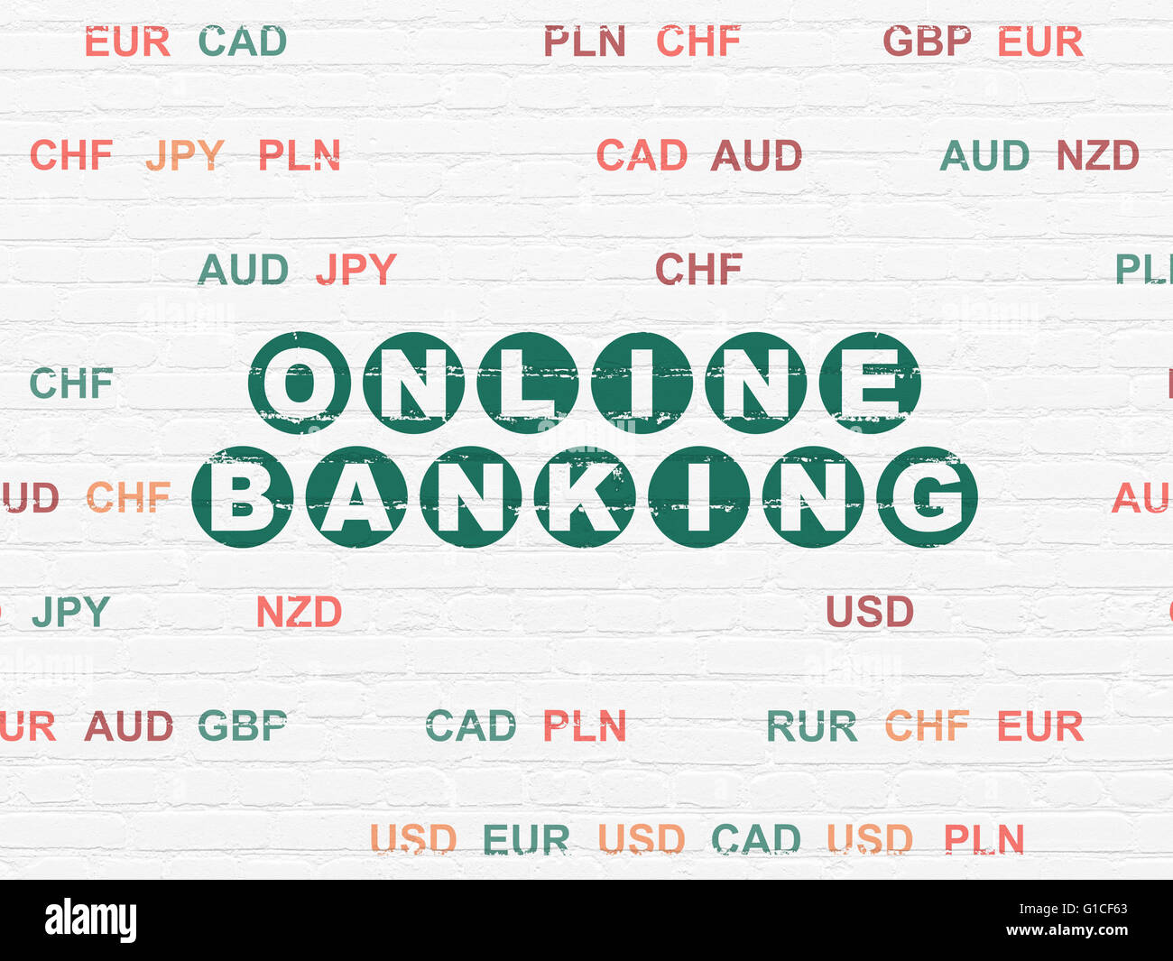 Currency concept: Online Banking on wall background Stock Photo - Alamy
