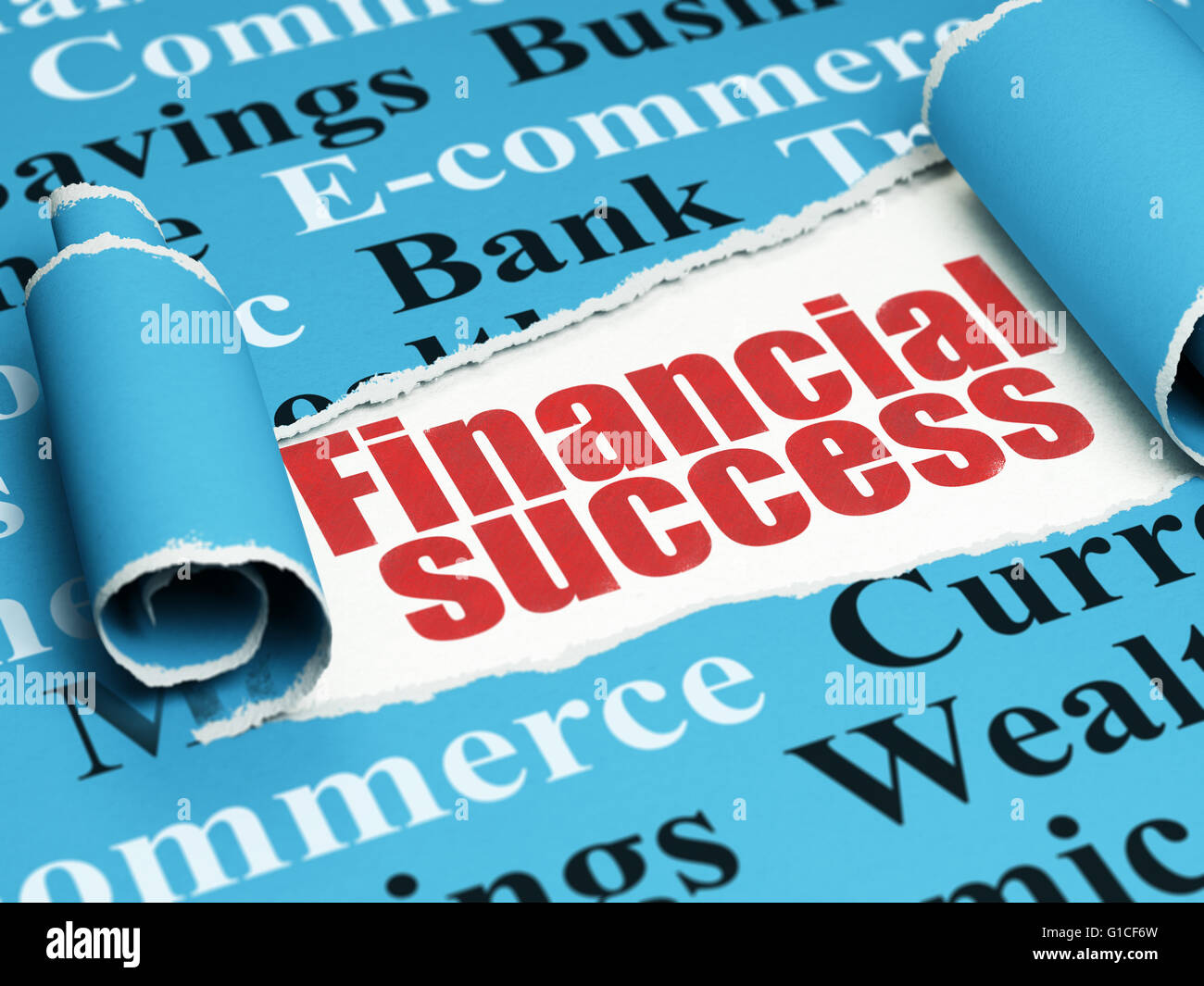 Banking concept: red text Financial Success under the piece of torn ...