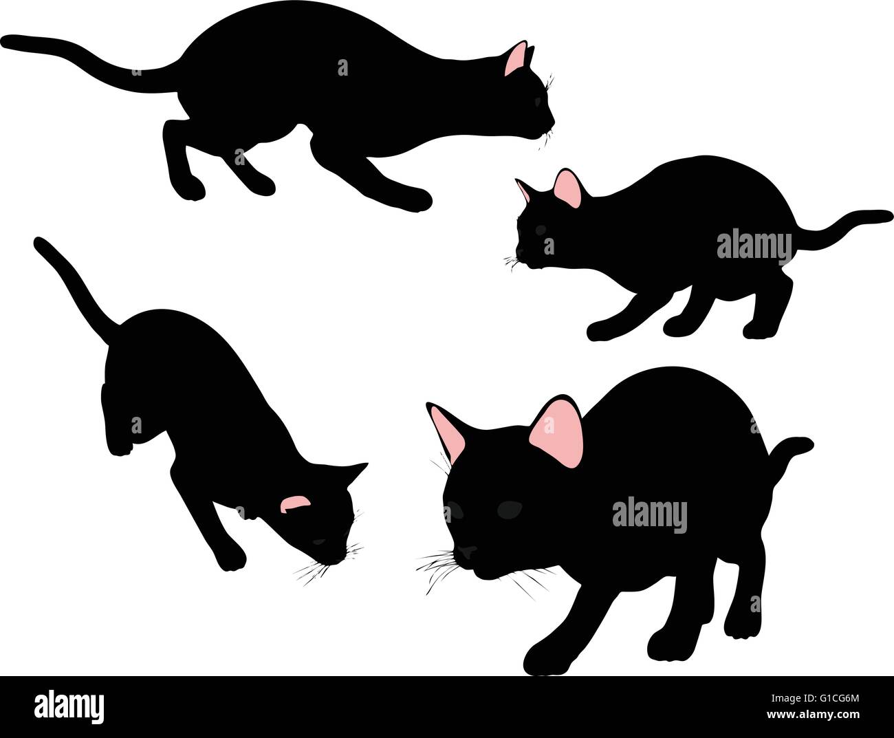 Vector Image - cat silhouette in Stalking pose isolated on white ...