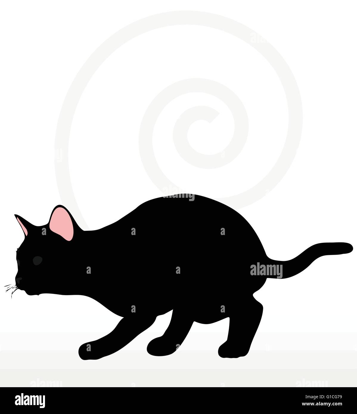 Vector Image - cat silhouette in Stalking pose isolated on white ...