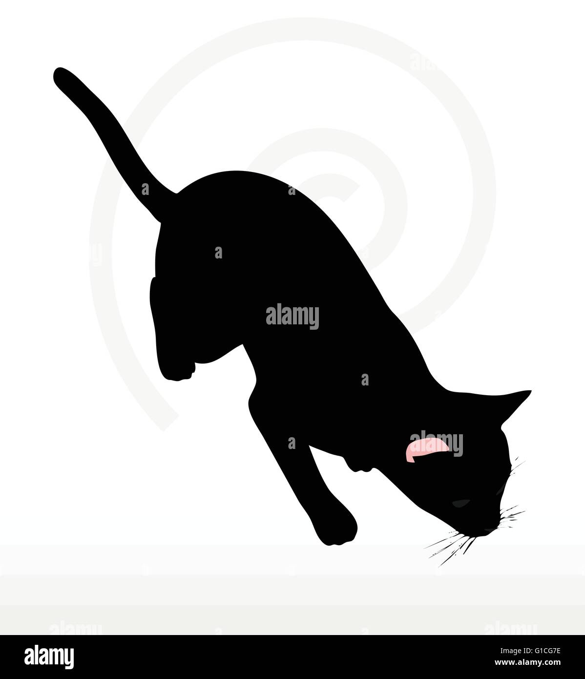 Vector Image - cat silhouette in Stalking pose isolated on white ...