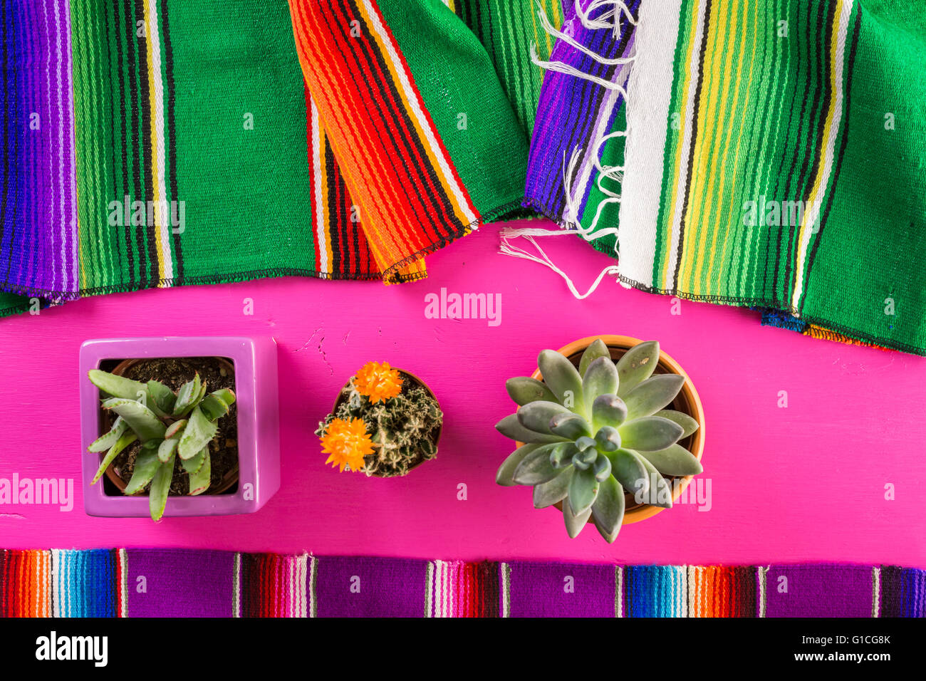 Traditional colorful table decorations for celebrating Fiesta Stock ...
