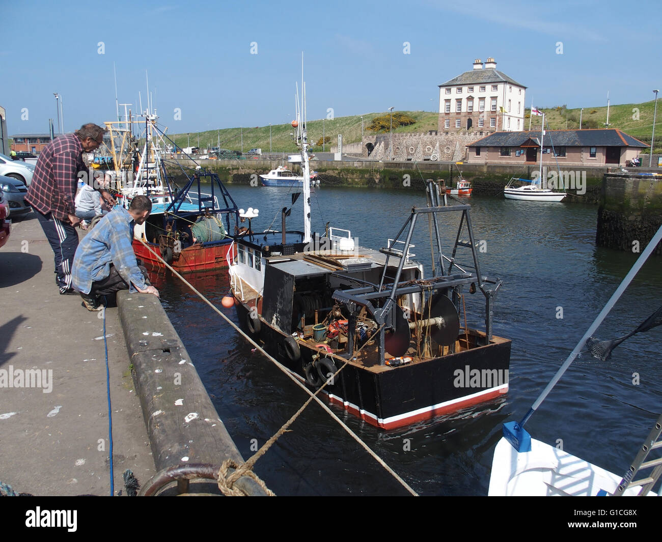Fishing boats, Eyemouth Harbour Stock Photo - Alamy