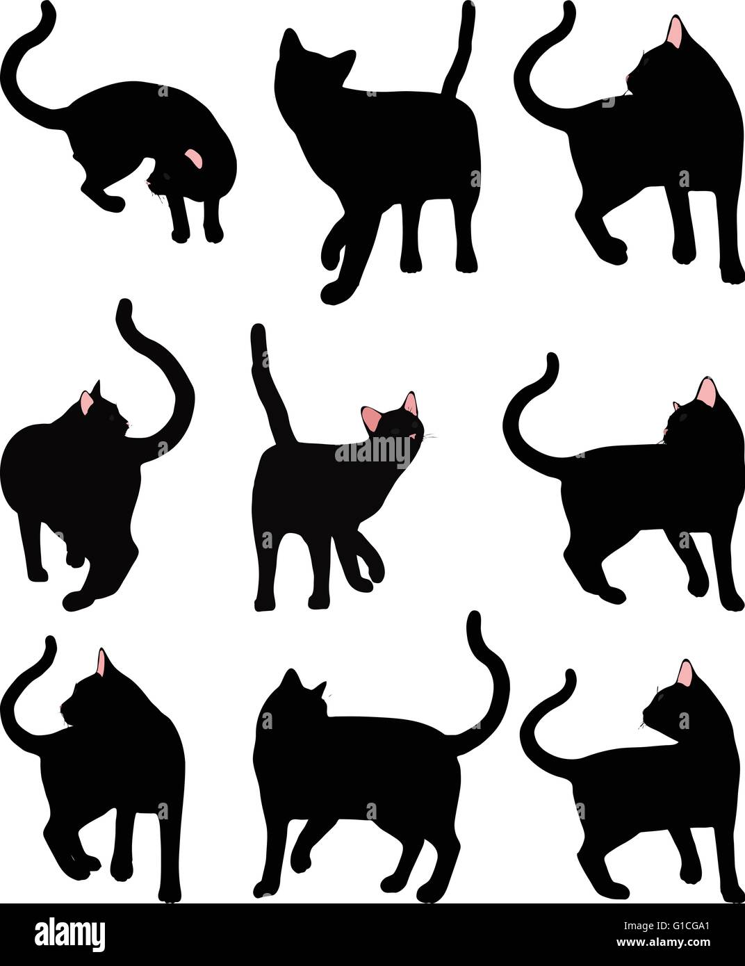 Vector Image - cat silhouette in Turn Around pose isolated on white ...