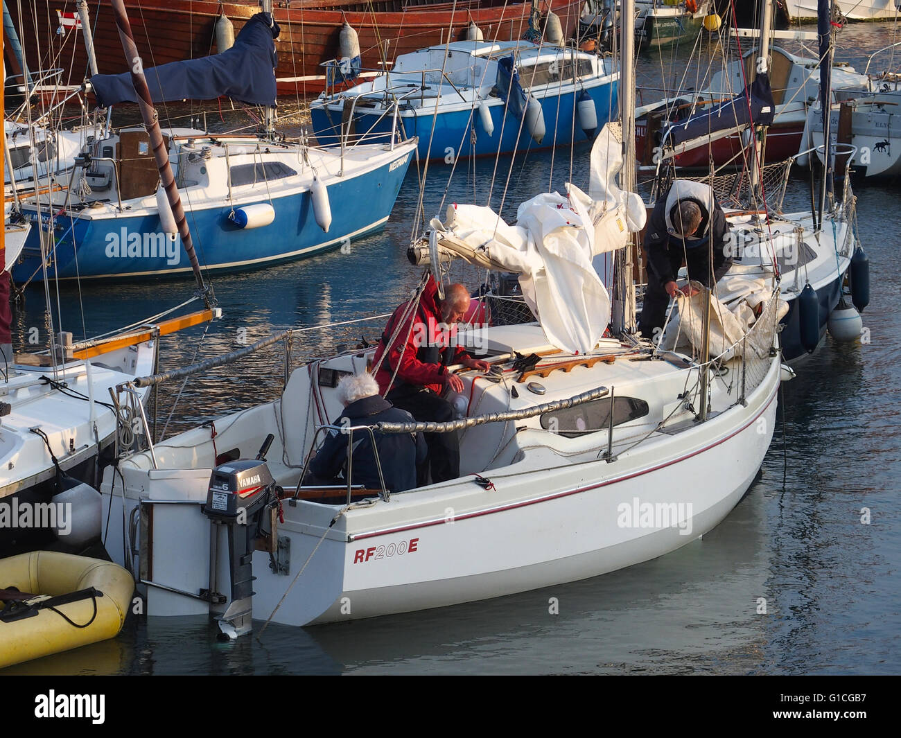 Red Fox yacht in North Berwick Harbour Stock Photo - Alamy