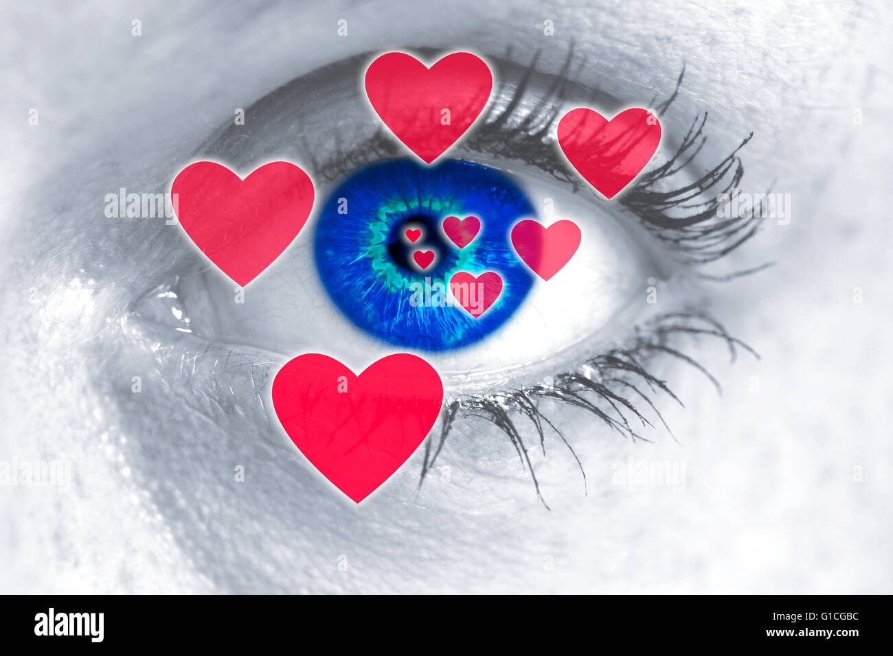 heart eye looks at viewer concept background Stock Photo - Alamy