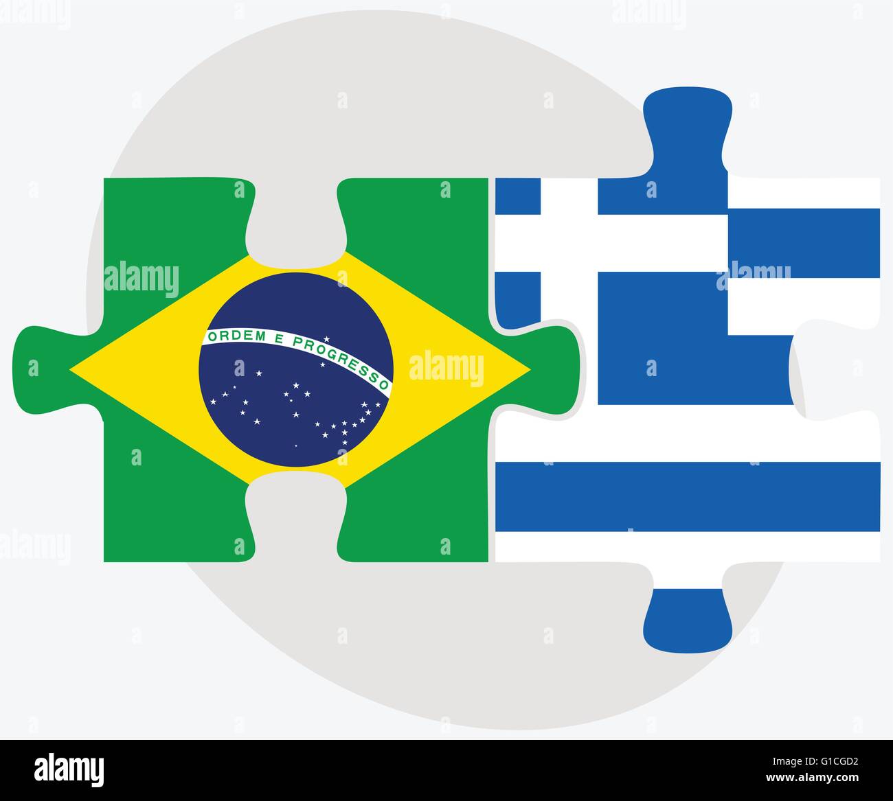 Vector Image - Brazil and Greece Flags in puzzle isolated on white ...