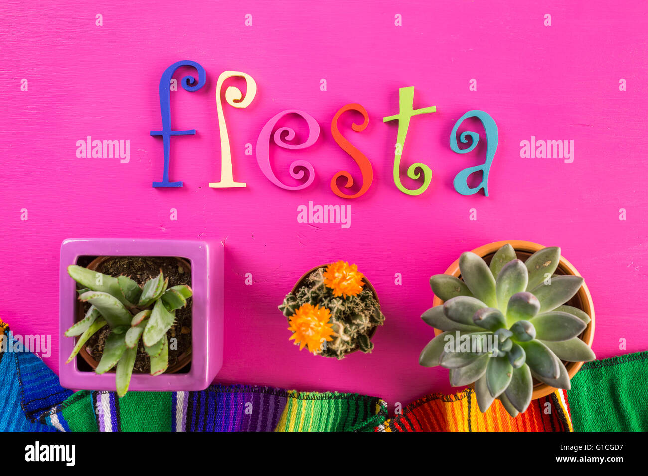 Traditional colorful table decorations for celebrating Fiesta Stock ...