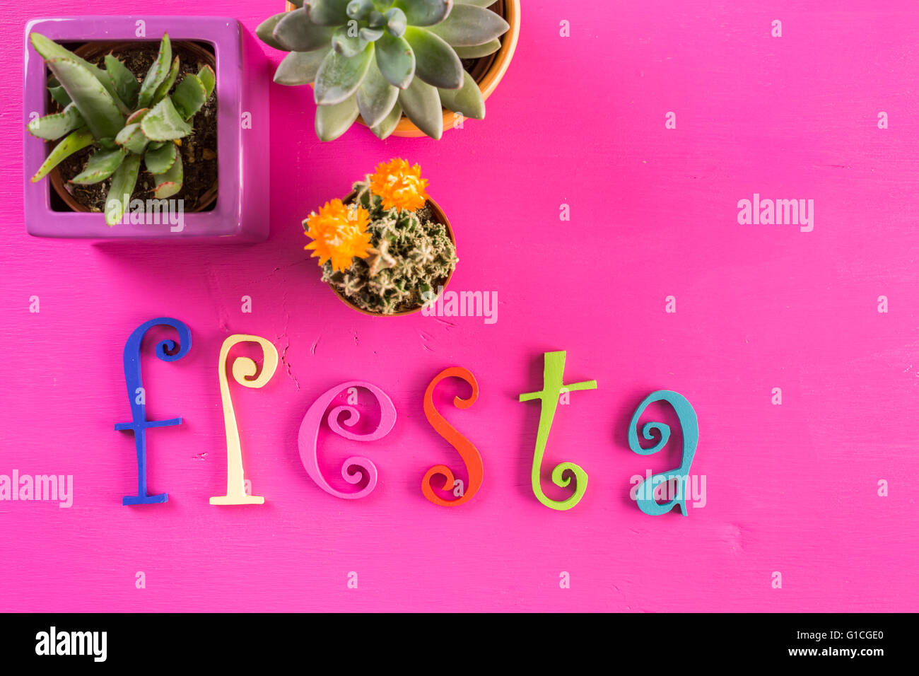 Traditional colorful table decorations for celebrating Fiesta Stock ...