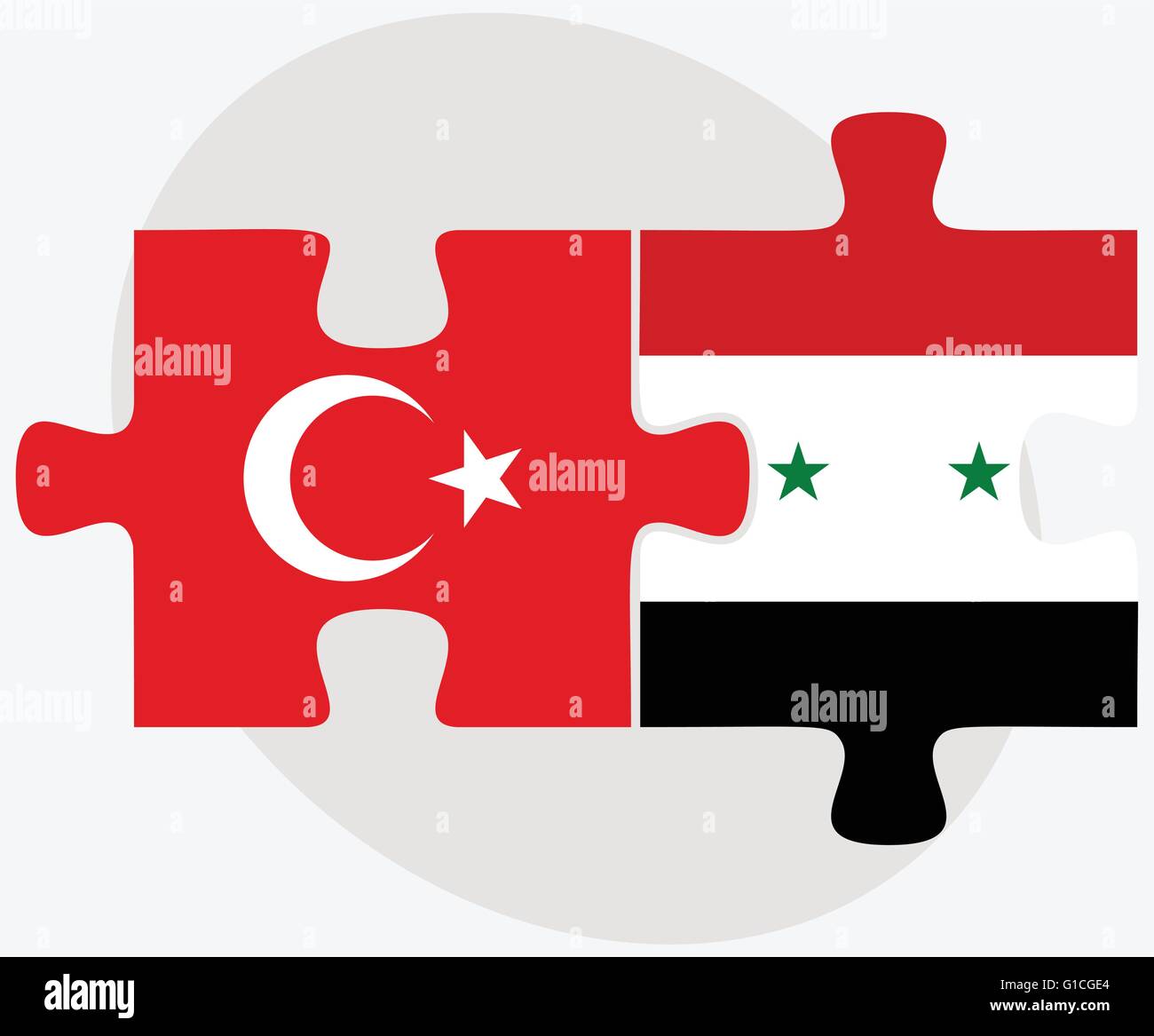 Vector Image - Turkey and Syria Flags in puzzle isolated on white ...