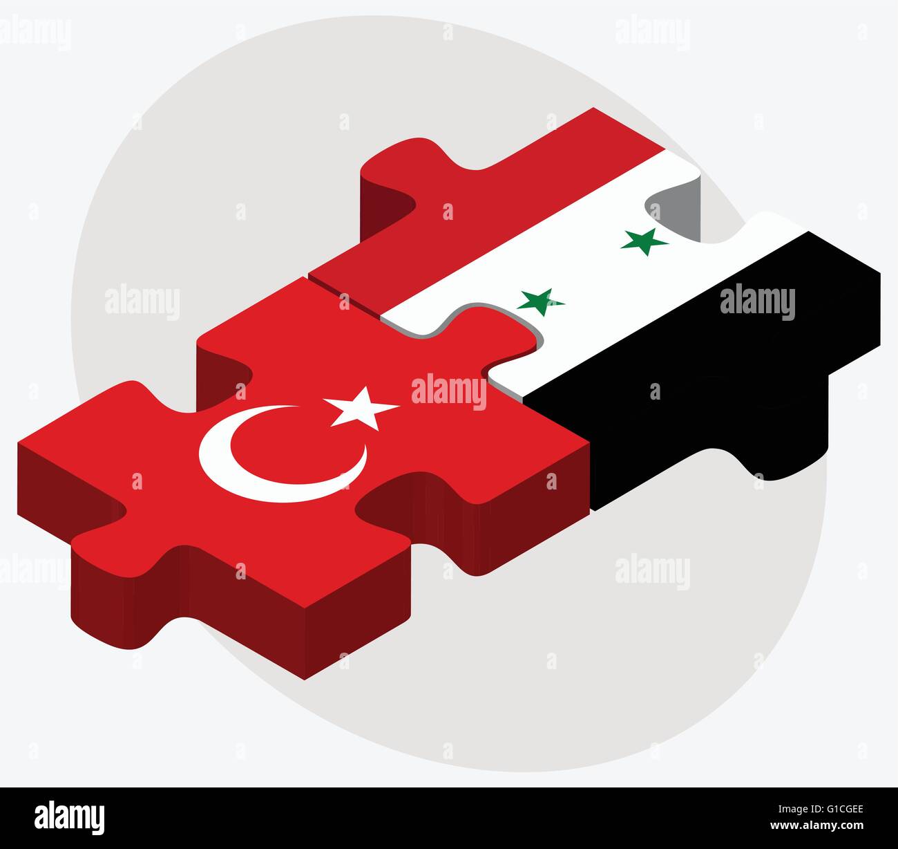Vector Image - Turkey and Syria Flags in puzzle isolated on white ...