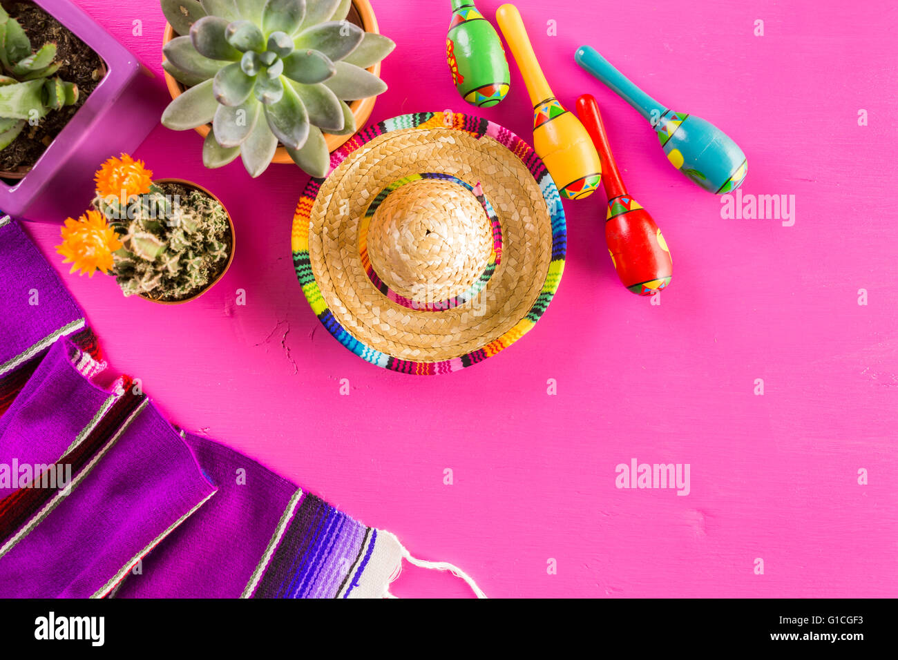 Traditional colorful table decorations for celebrating Fiesta Stock ...