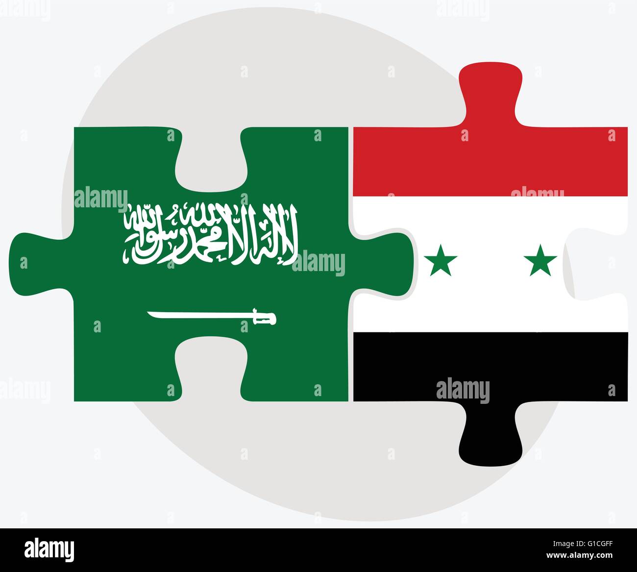 Vector Image - Saudi Arabia and Syria Flags in puzzle isolated on white ...