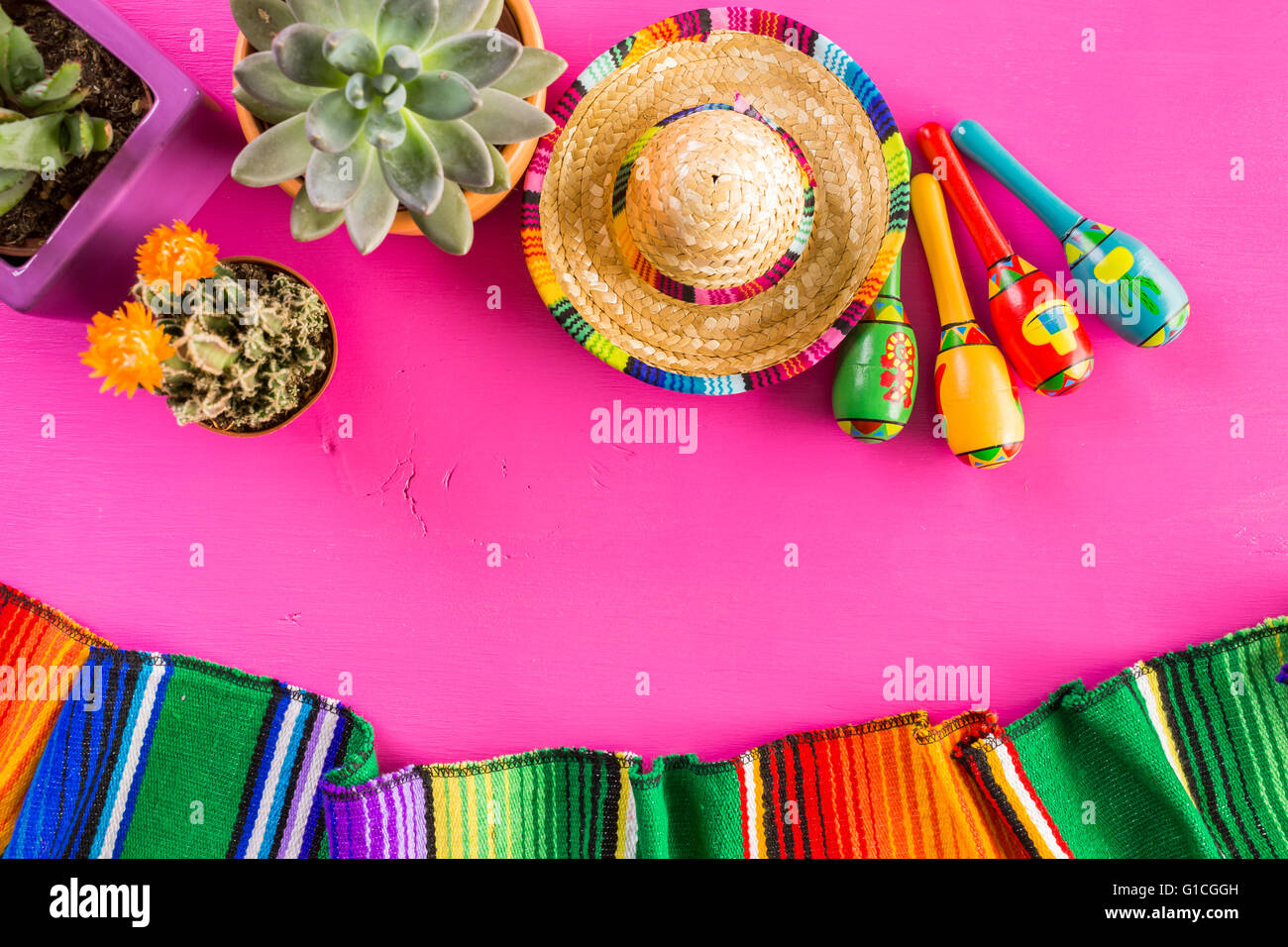 Traditional colorful table decorations for celebrating Fiesta Stock ...
