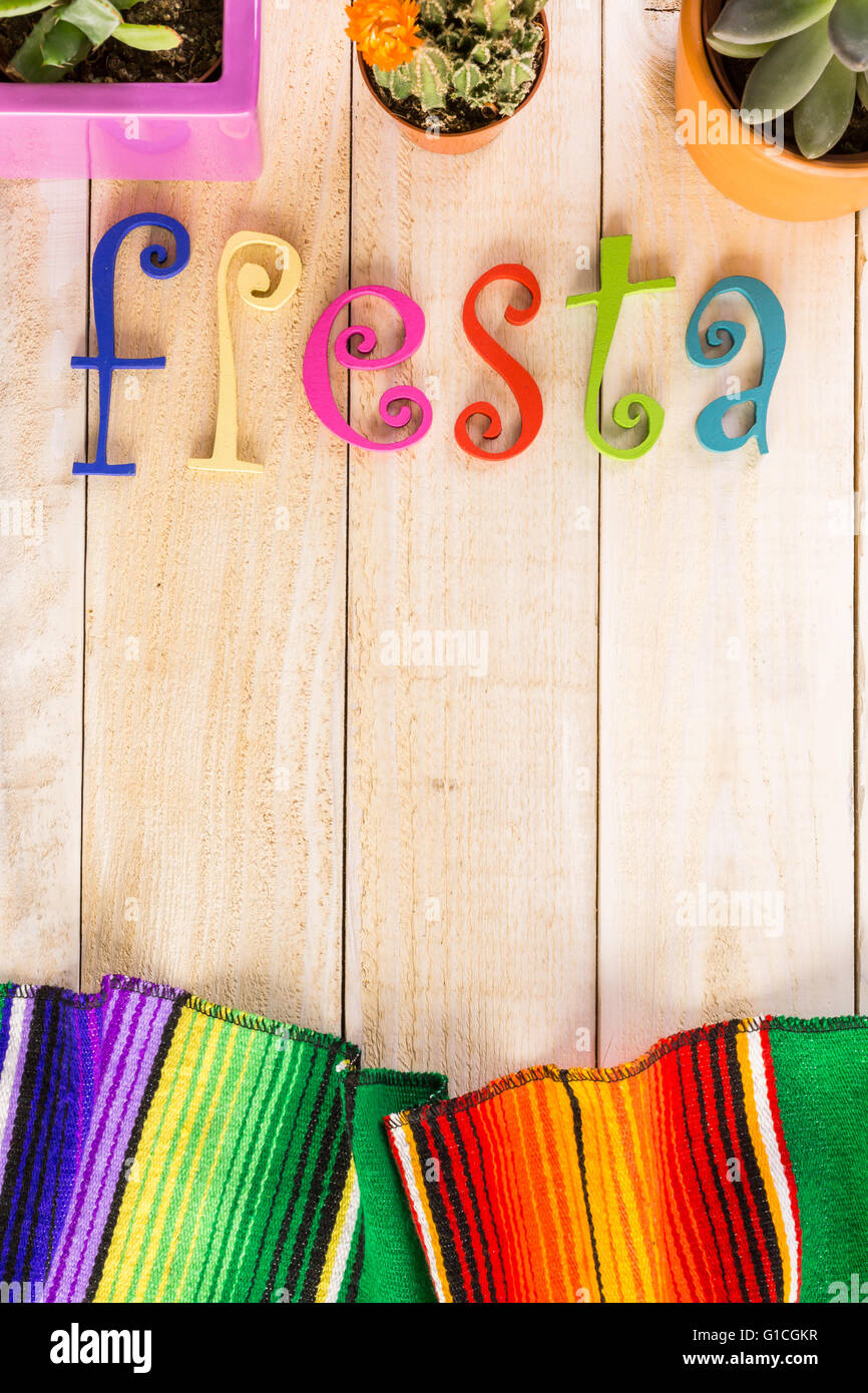 Traditional colorful table decorations for celebrating Fiesta Stock ...
