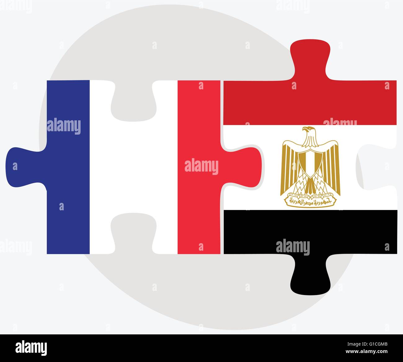 Vector Image - France and Egypt Flags in puzzle isolated on white ...