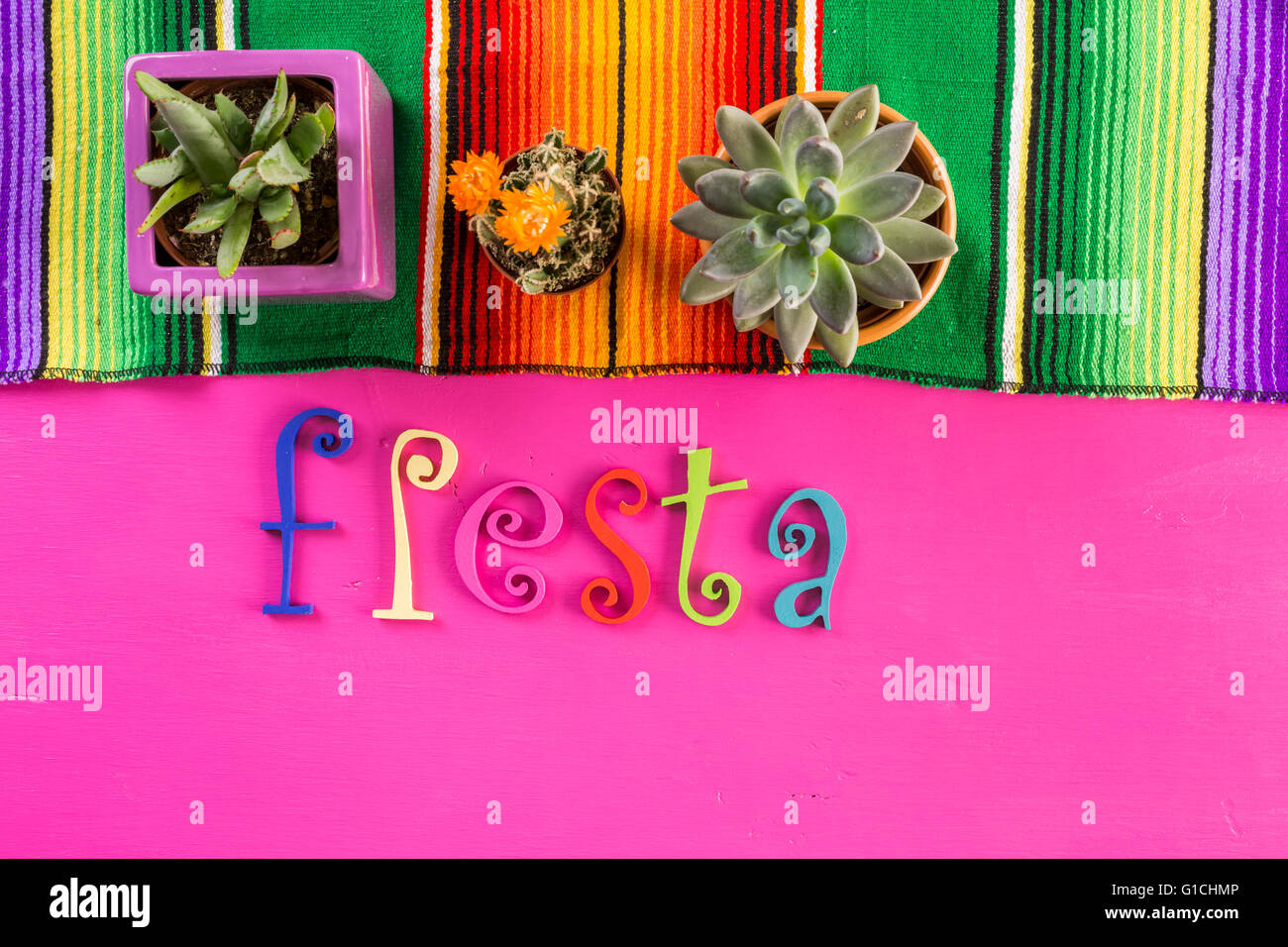 Traditional colorful table decorations for celebrating Fiesta Stock ...