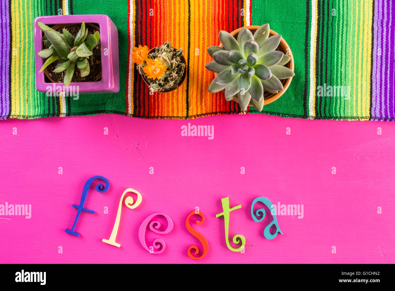 Traditional colorful table decorations for celebrating Fiesta Stock ...
