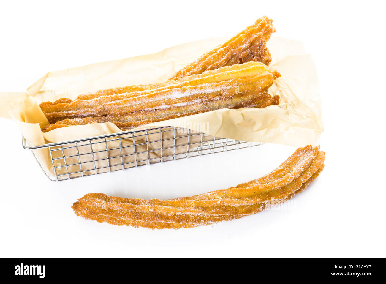 Bunch of curros covered with granulated sugar Stock Photo - Alamy