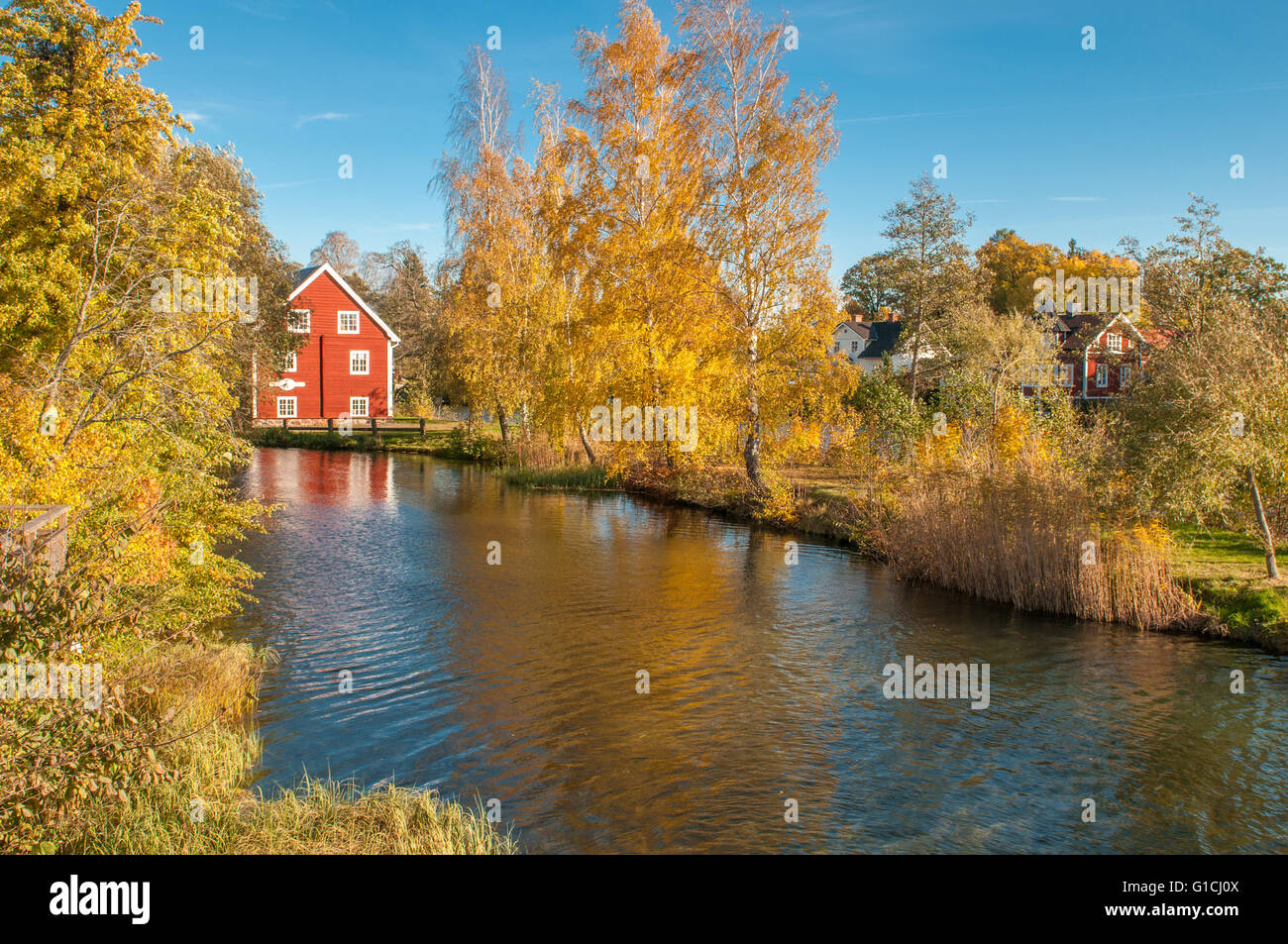 Motala river during autumn in Borensberg, Sweden Stock Photo - Alamy