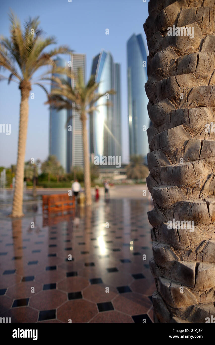 Abu Dhabi, the Etihad Towers building complex. United Arab Emirates ...