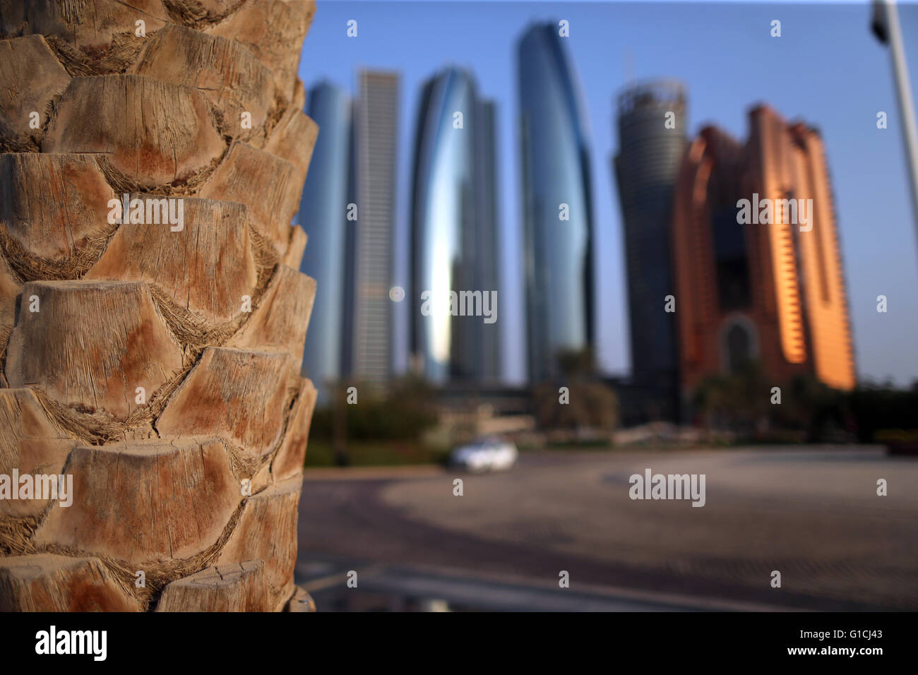 Abu Dhabi, the Etihad Towers building complex. United Arab Emirates ...