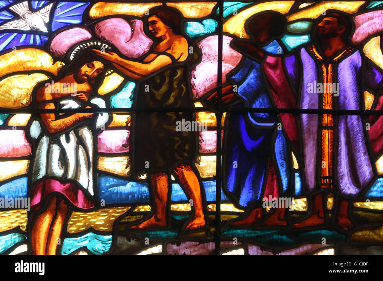 Jesus baptism stained glass hi-res stock photography and images - Alamy