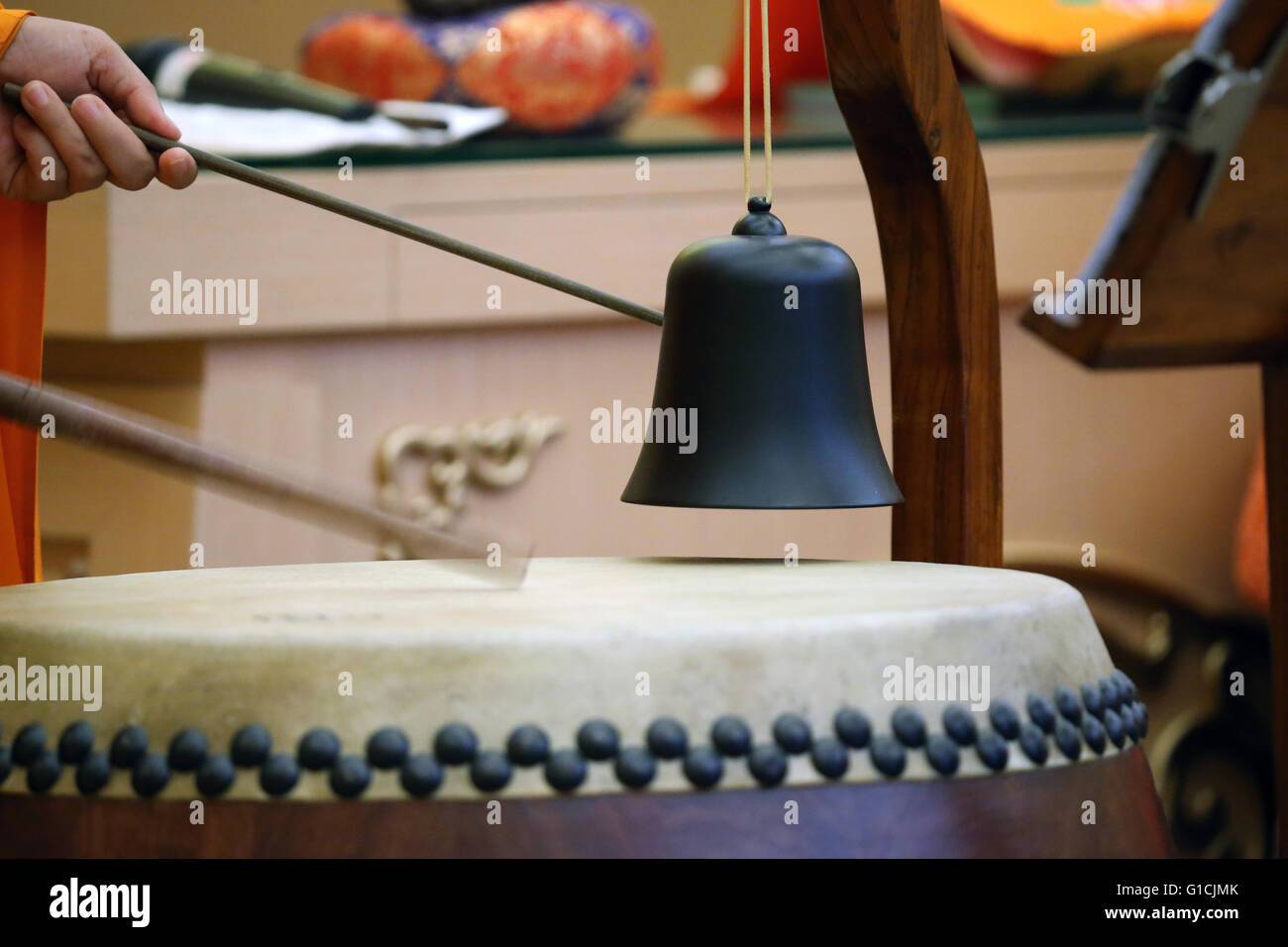 Drum bell temple hi-res stock photography and images - Alamy