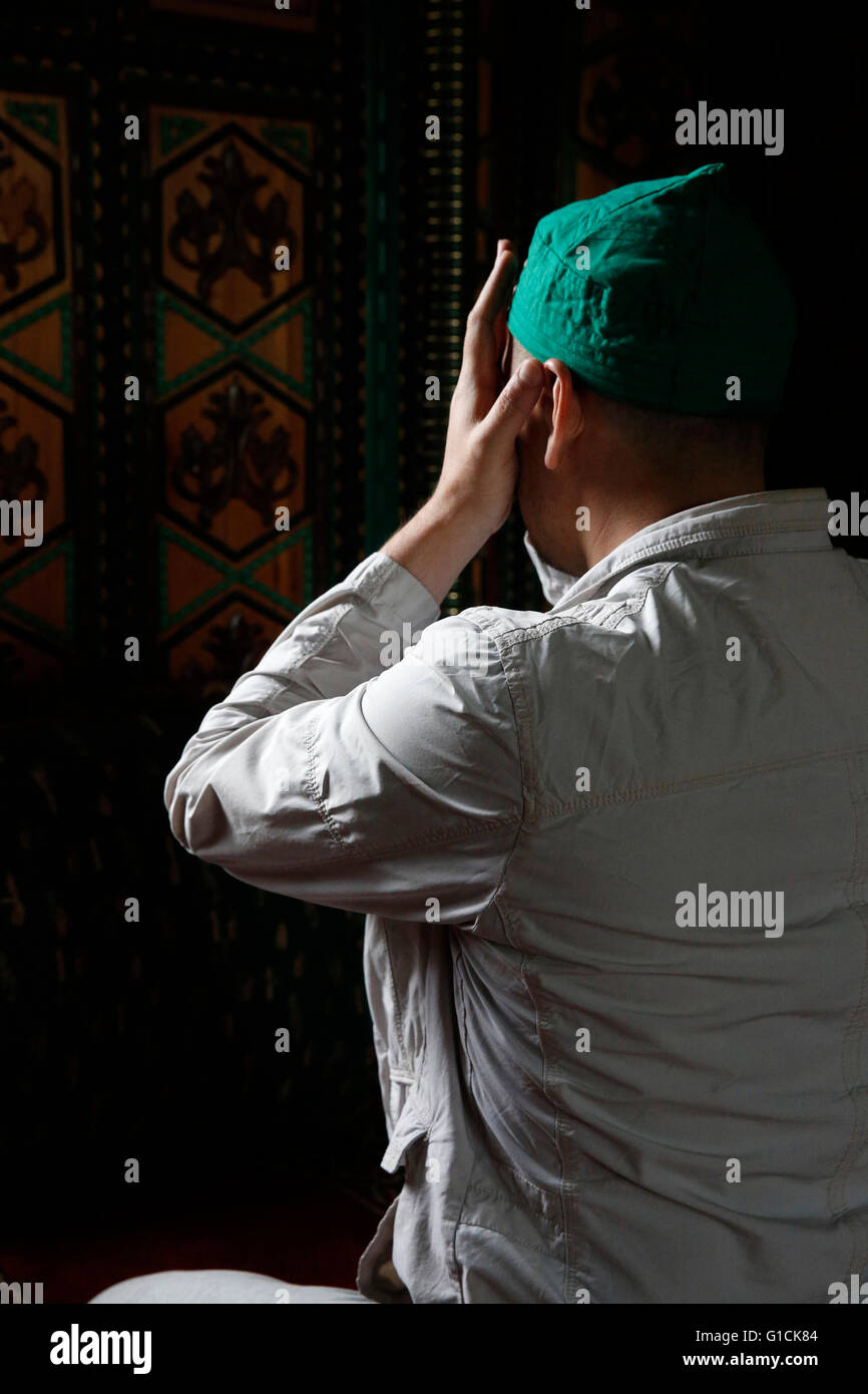 Naqshbandi sufi muslim praying in the Lefke dergah. Cyprus Stock Photo ...