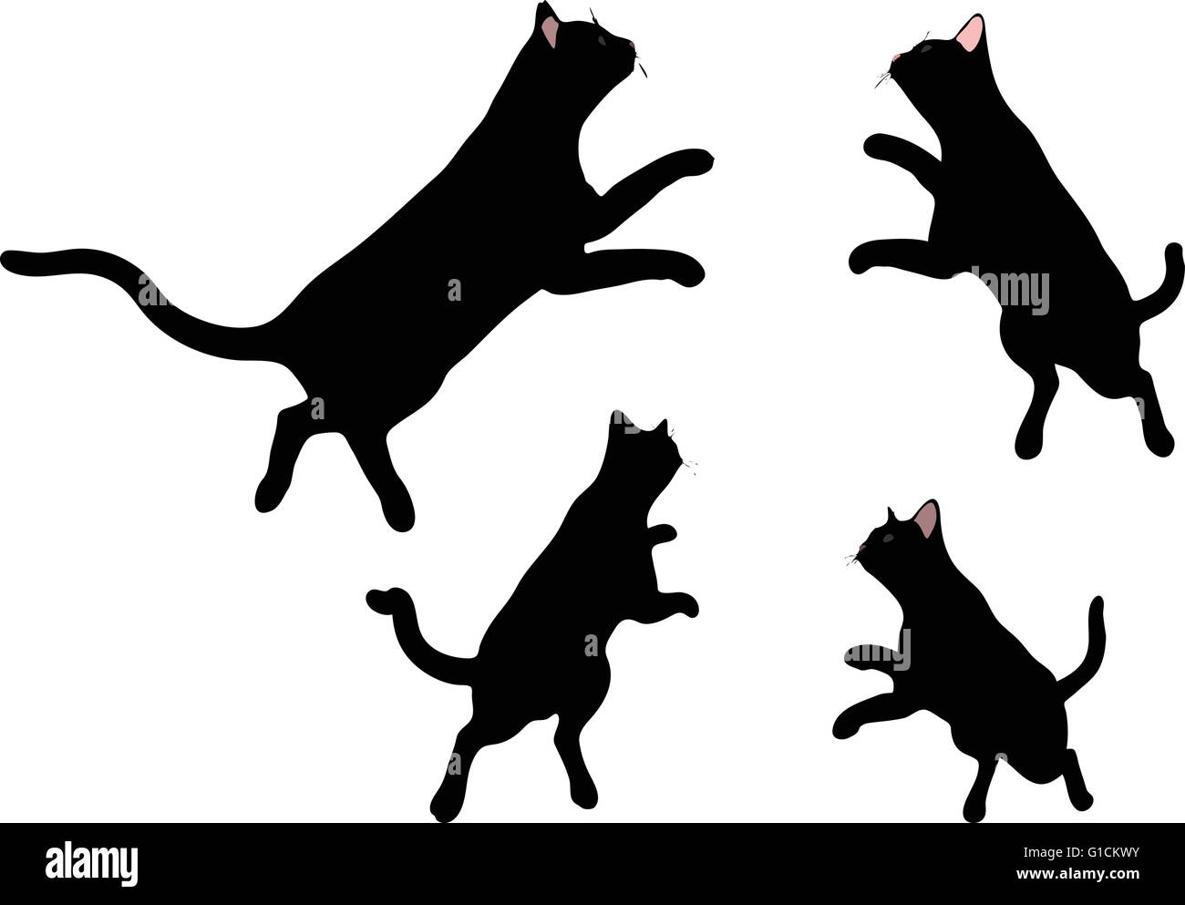 Vector Image - cat silhouette in Jumping pose isolated on white ...